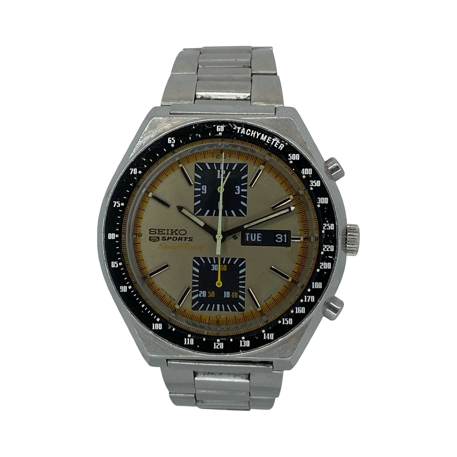 Seiko 5 Sports Speed-Timer (JDM) Kakume Day Date Champagne Dial 6138-0 ...